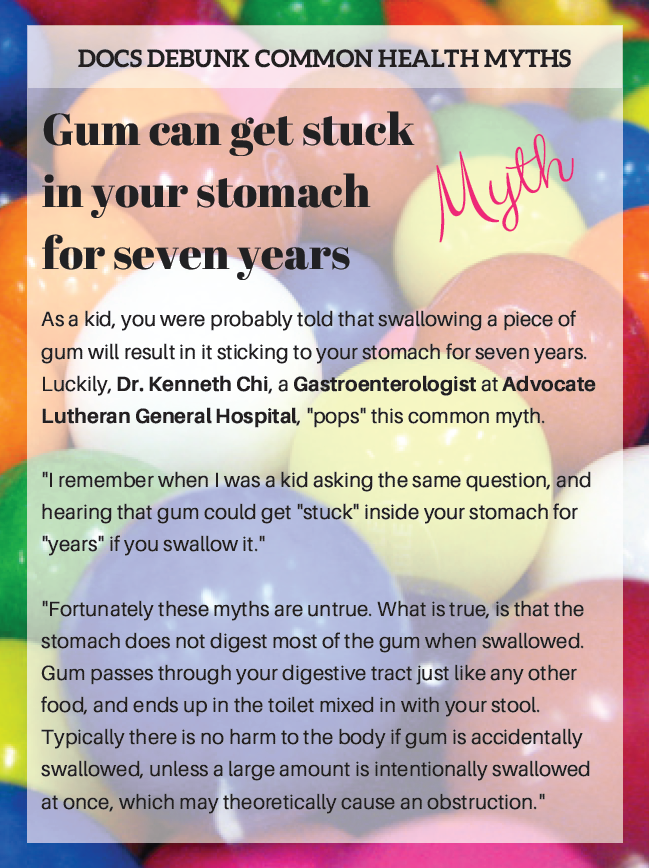 Does gum really stay in your stomach for seven years? | health enews